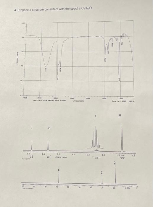 Solved 4. Propose a structure consistent with the spectra | Chegg.com