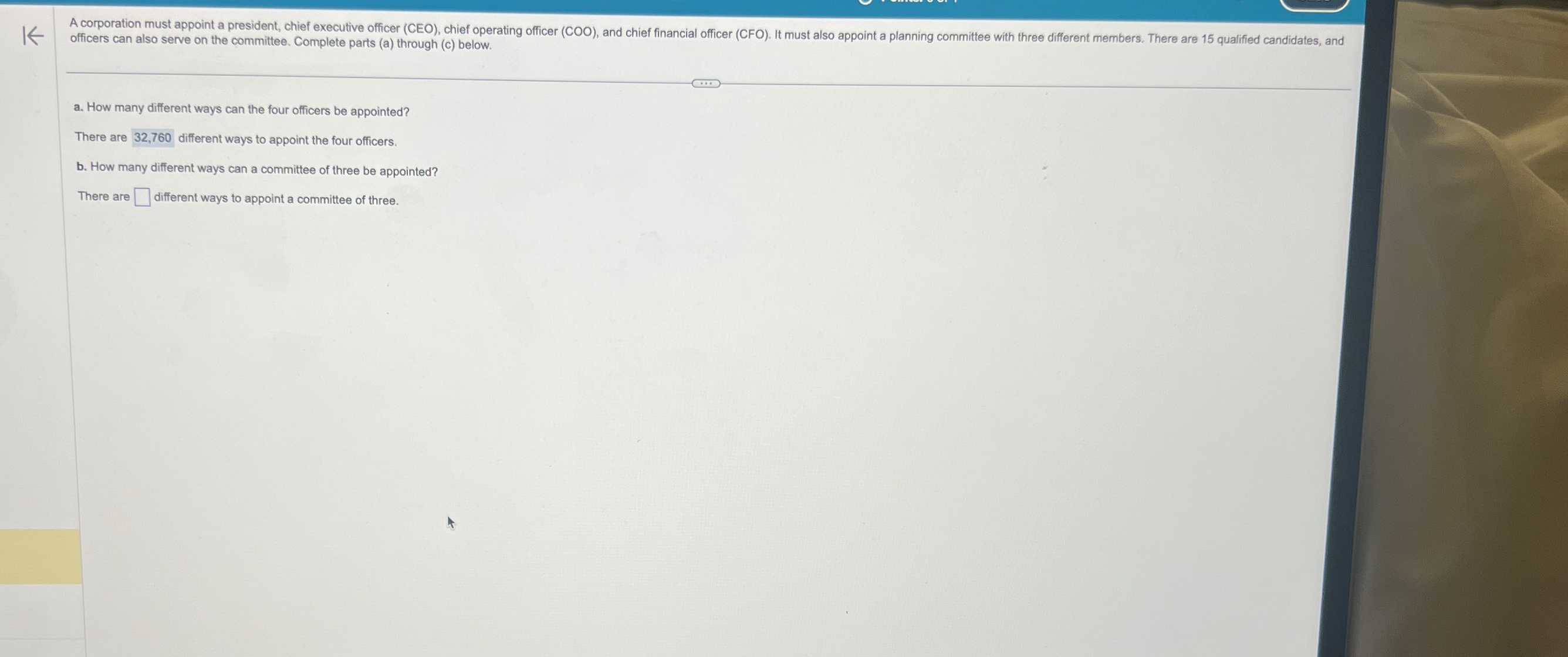 Solved officers can also serve on the committee. Complete | Chegg.com