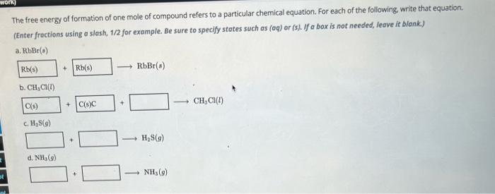 Solved The free energy of formation of one mole of compound | Chegg.com