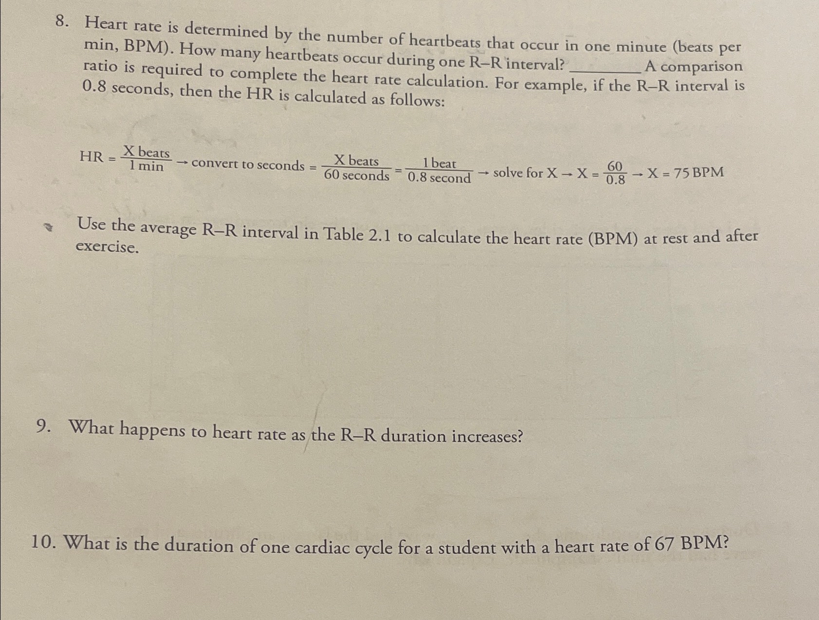 Solved Heart rate is determined by the number of heartbeats | Chegg.com