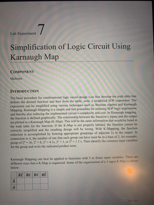 Solved Lab Experiment Simplification of Logic Circuit Using | Chegg.com