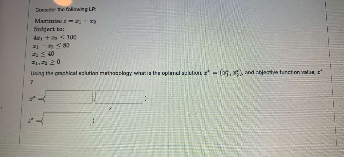 Solved Consider the following LP: ﻿Maximize z=x1+x2 ﻿Subject | Chegg.com