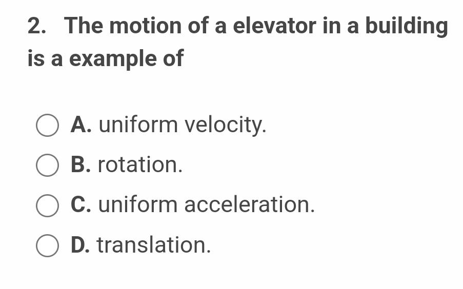Solved The motion of a elevator in a building is a example | Chegg.com