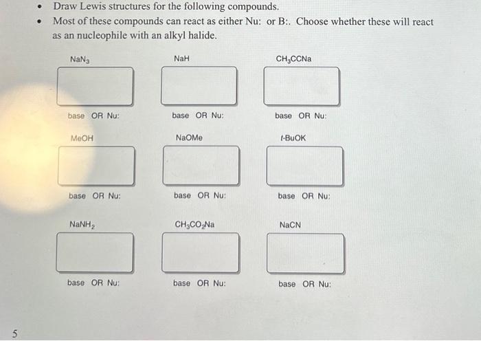 Solved - Draw Lewis structures for the following compounds. | Chegg.com