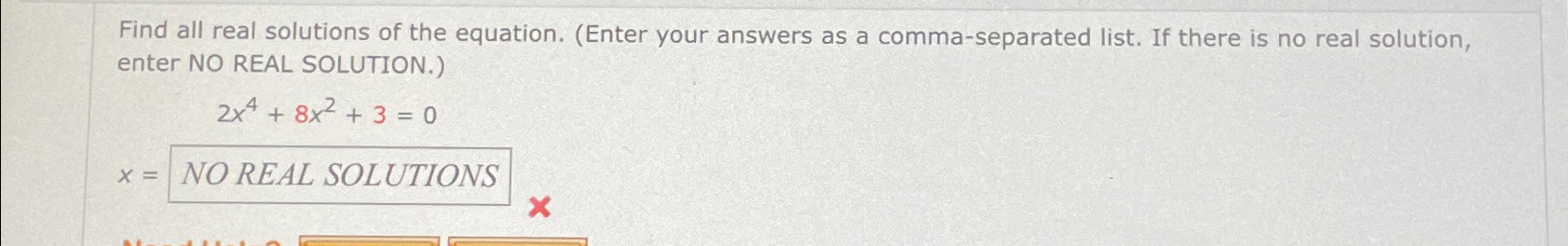 Solved Find all real solutions of the equation. (Enter your | Chegg.com