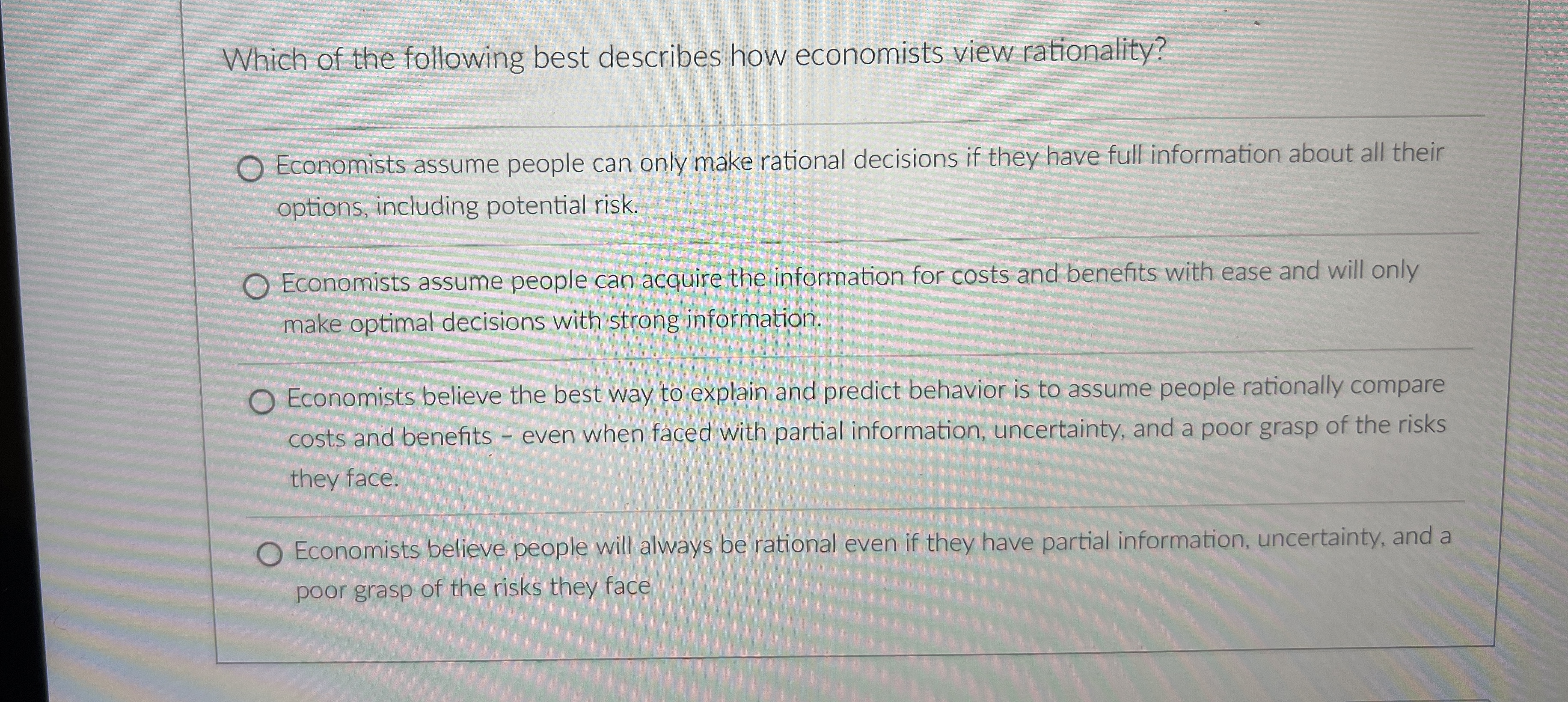 Solved Which of the following best describes how economists | Chegg.com