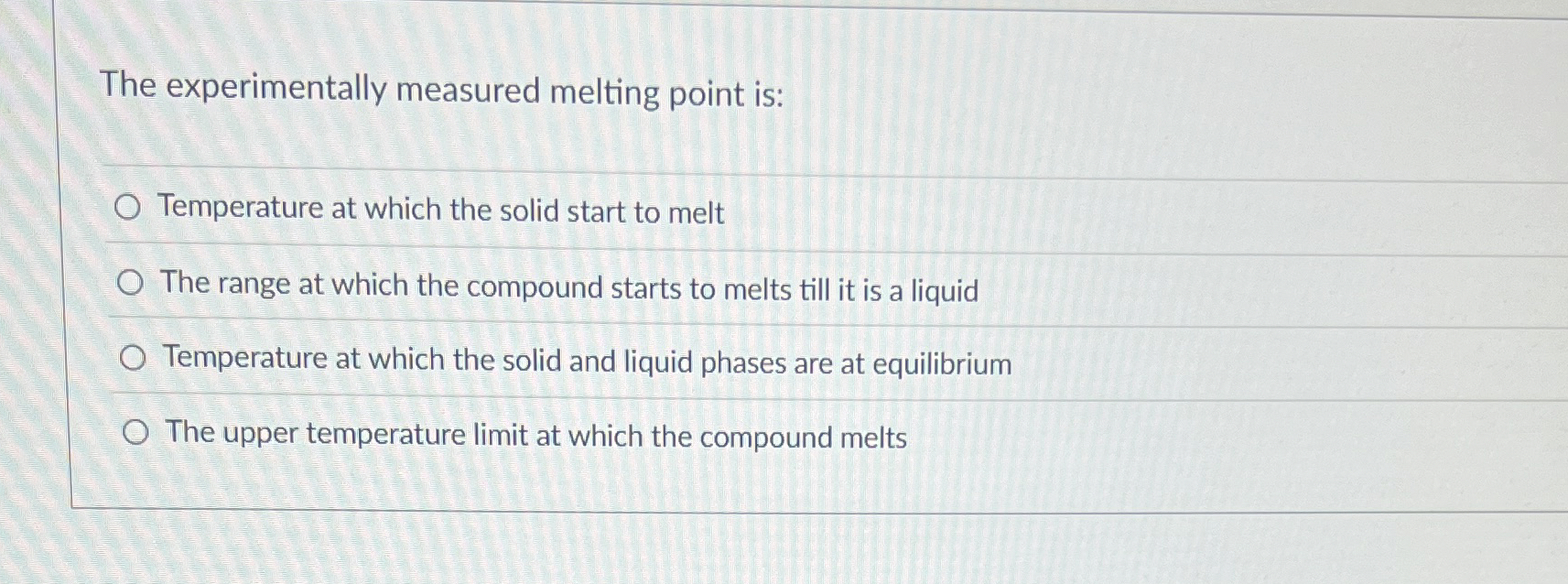 Solved The experimentally measured melting point | Chegg.com