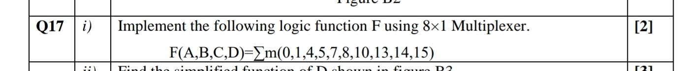 Solved Q17 | i) [2] Implement the following logic function | Chegg.com
