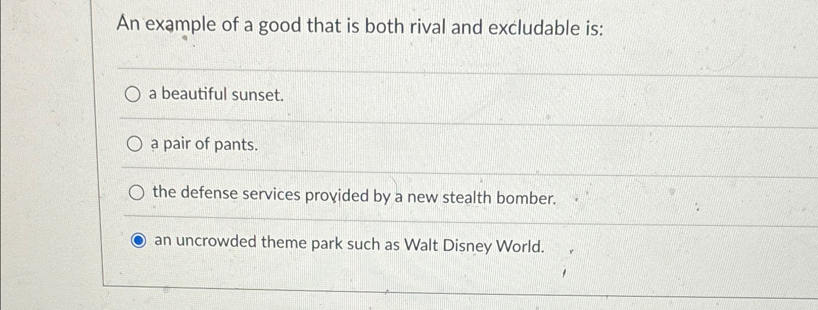 Solved An example of a good that is both rival and | Chegg.com