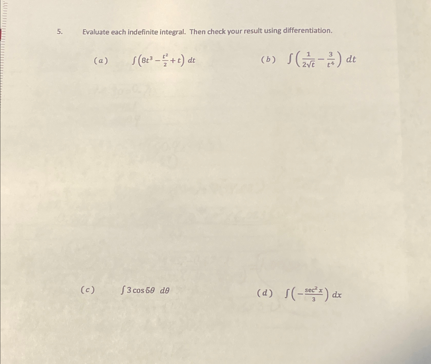 Solved Evaluate each indefinite integral. Then check your | Chegg.com