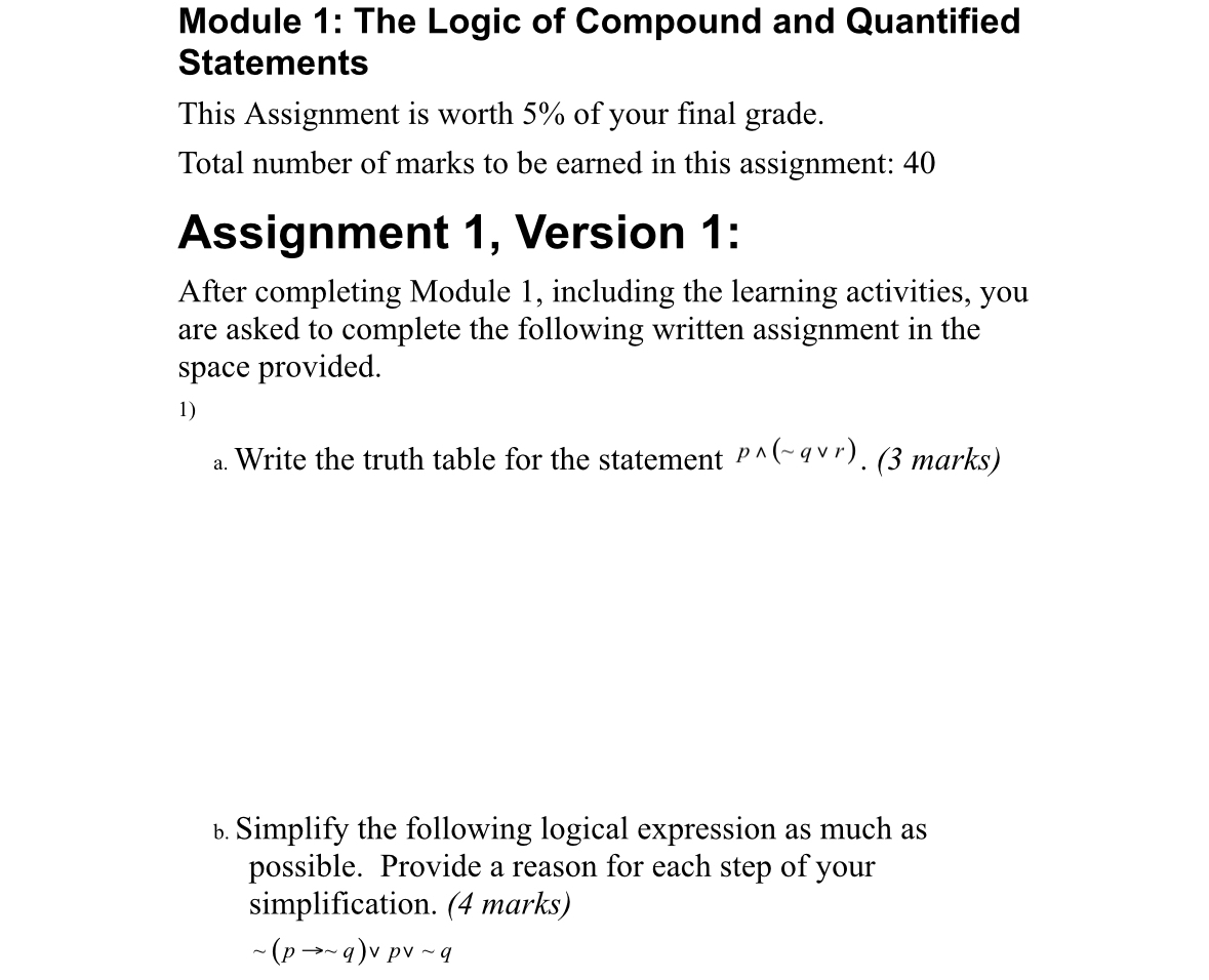 Solved Module 1: The Logic of Compound and Quantified | Chegg.com