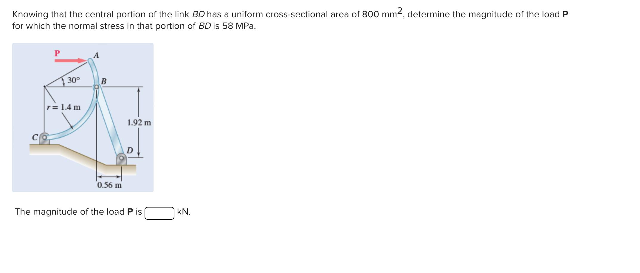 Solved Knowing that the central portion of the link BD ﻿has | Chegg.com