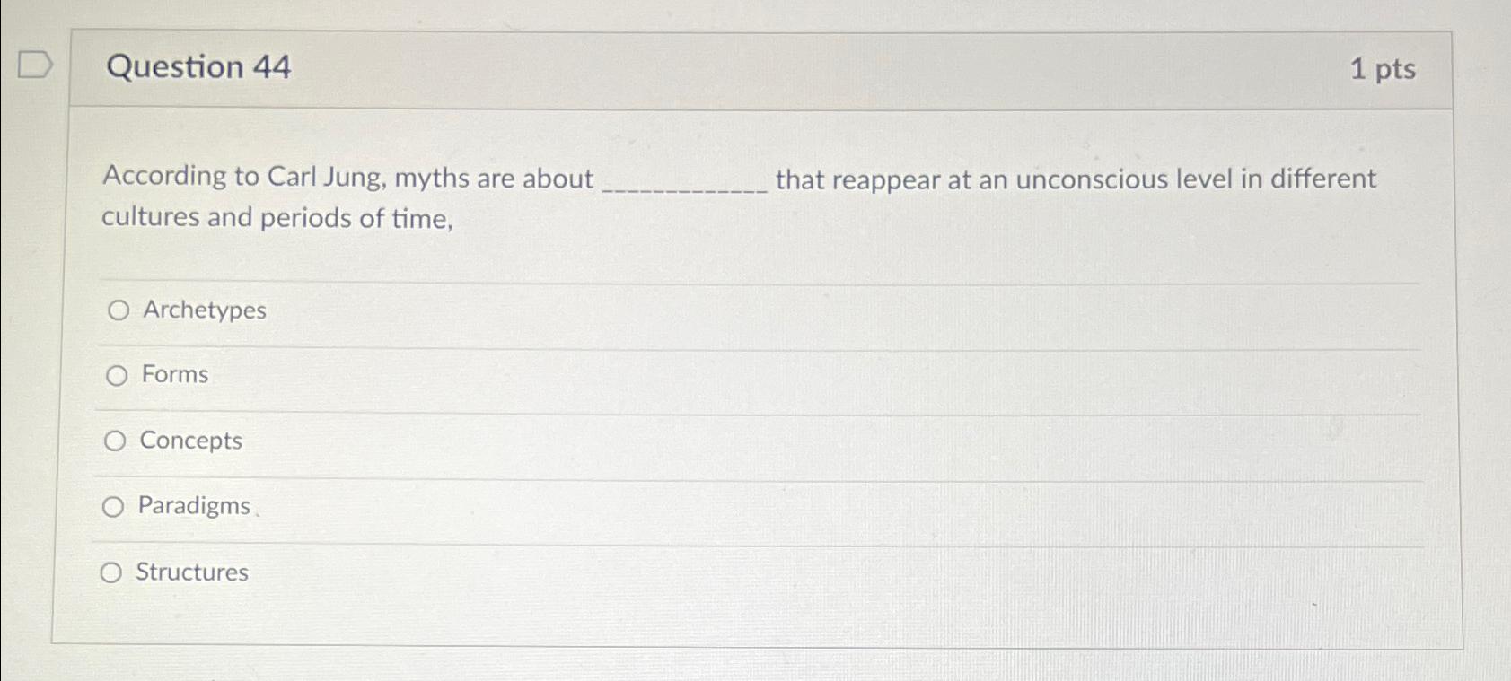 Solved Question 441 ﻿ptsAccording to Carl Jung, myths are | Chegg.com