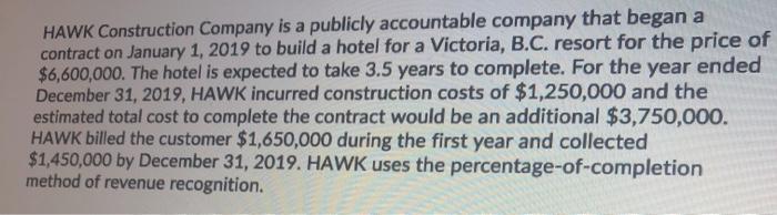 Solved HAWK Construction Company is a publicly accountable | Chegg.com