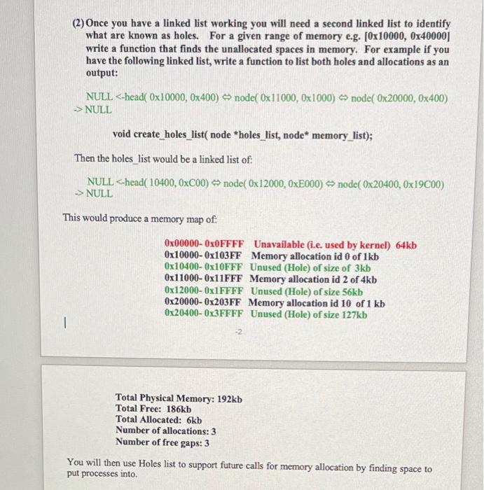 Solved (2)Once you have a linked list working you will need | Chegg.com