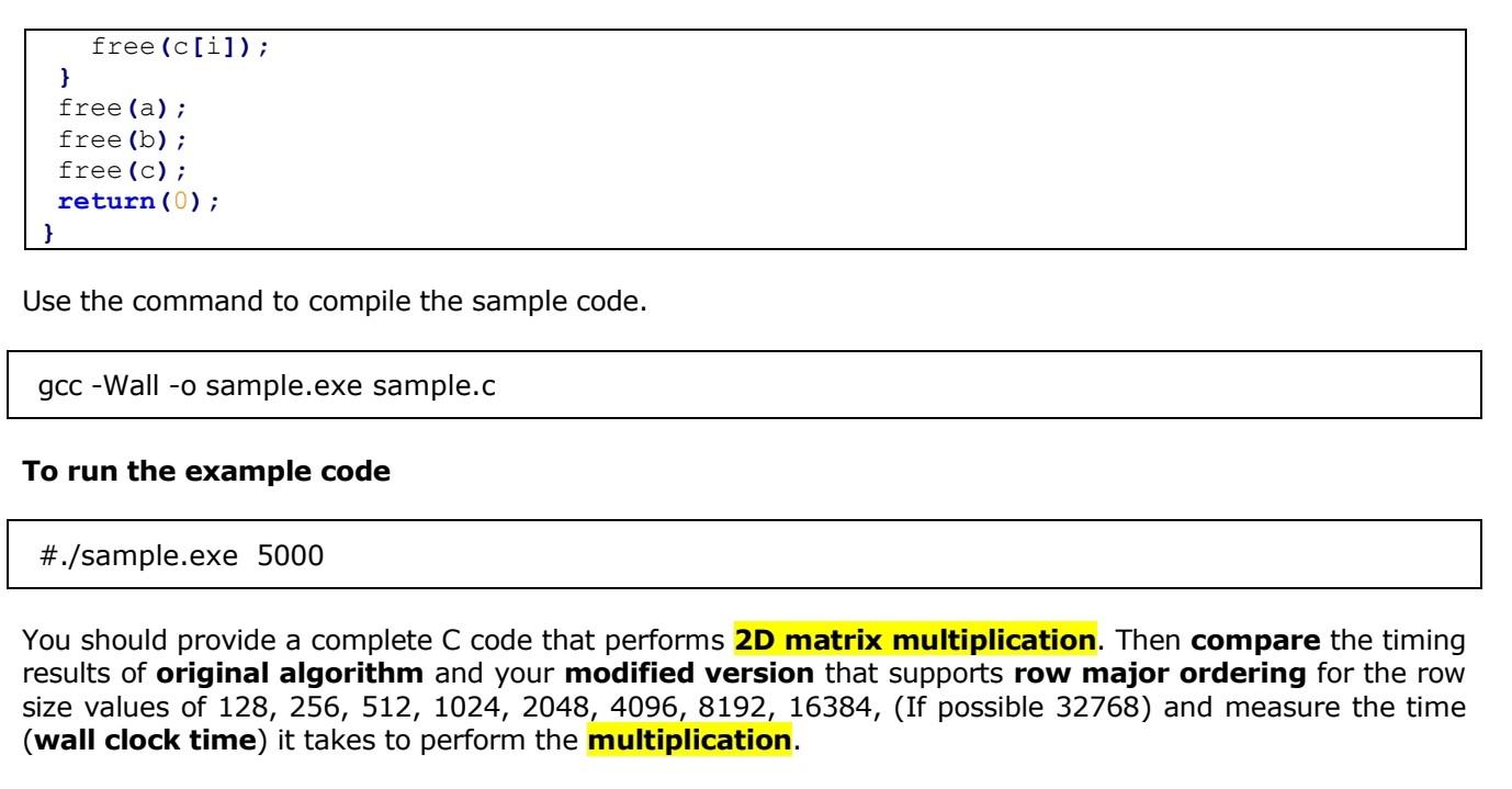 Solved Considering the following 2D matrix multiplication | Chegg.com