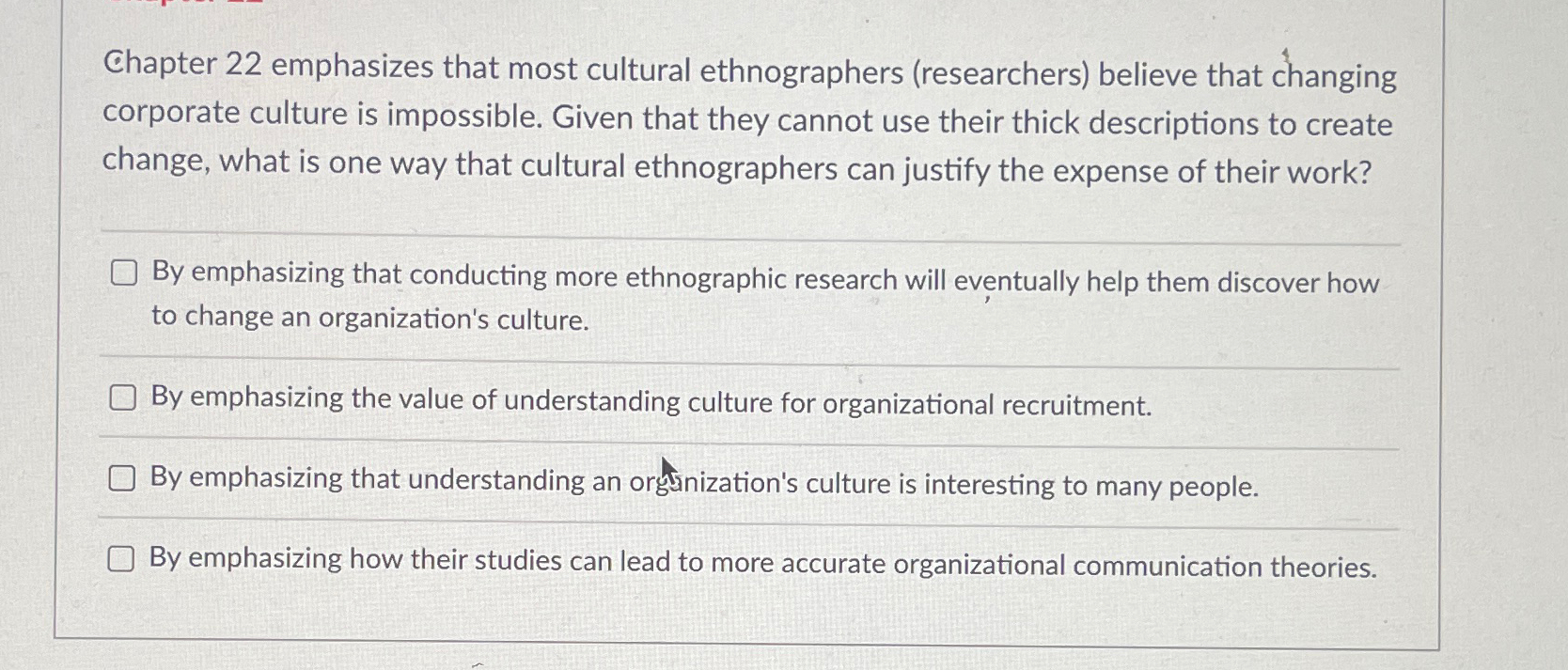 Solved Chapter 22 ﻿emphasizes that most cultural | Chegg.com