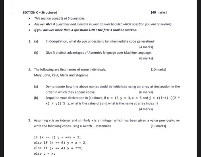Solved SECTION C- Structured [40 marks] • This section | Chegg.com