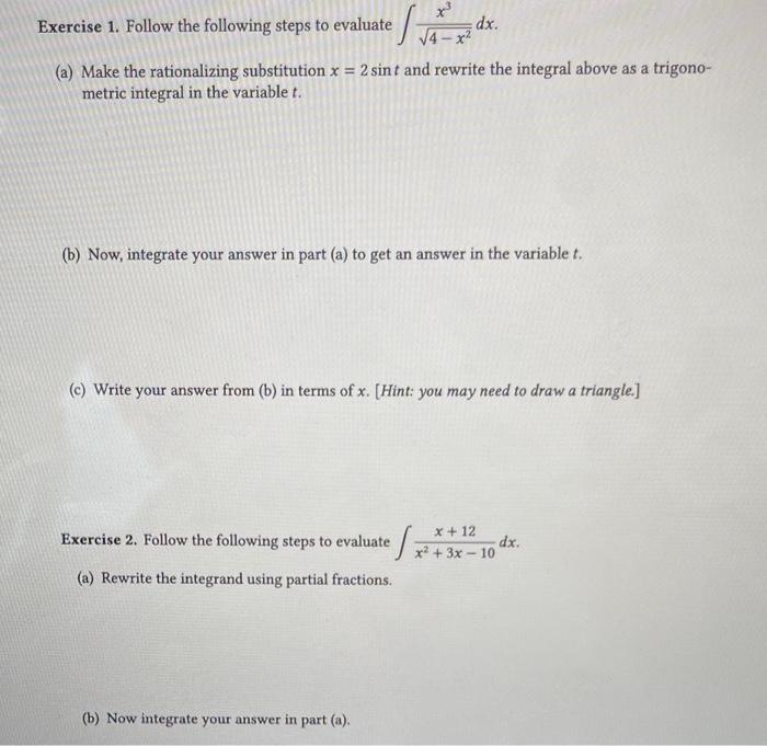Solved xercise 1. Follow the following steps to evaluate | Chegg.com