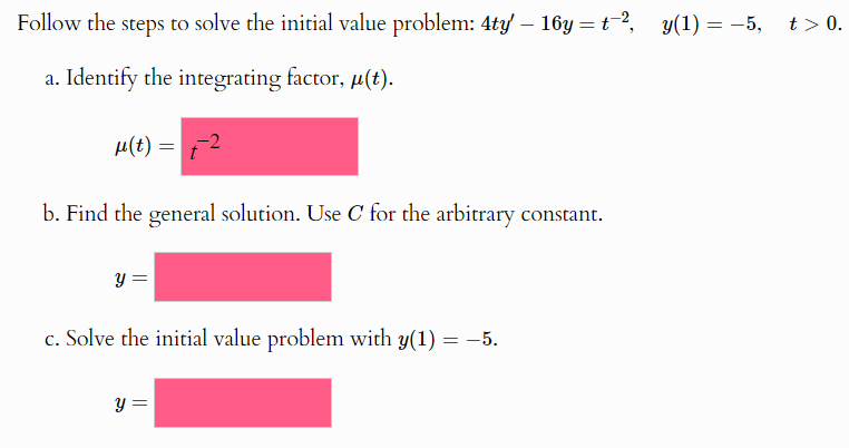 Solved Follow the steps to solve the initial value problem: | Chegg.com