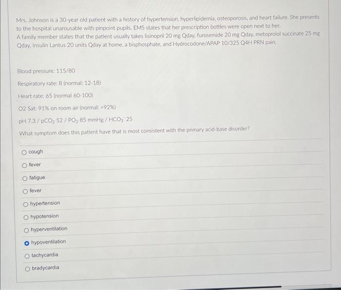 Solved A patient presents to the hospital with the following | Chegg.com