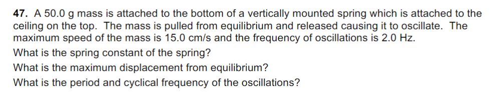 Solved A 50.0g ﻿mass is attached to the bottom of a | Chegg.com
