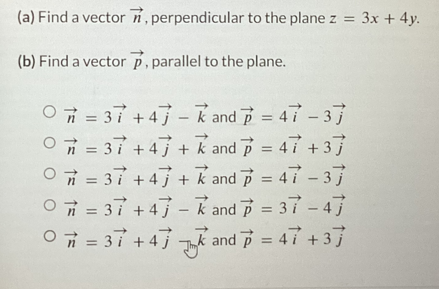 Solved (a) ﻿Find a vector vec(n), ﻿perpendicular to the | Chegg.com