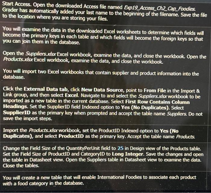 Solved Start Access. Open the downloaded Access file named | Chegg.com