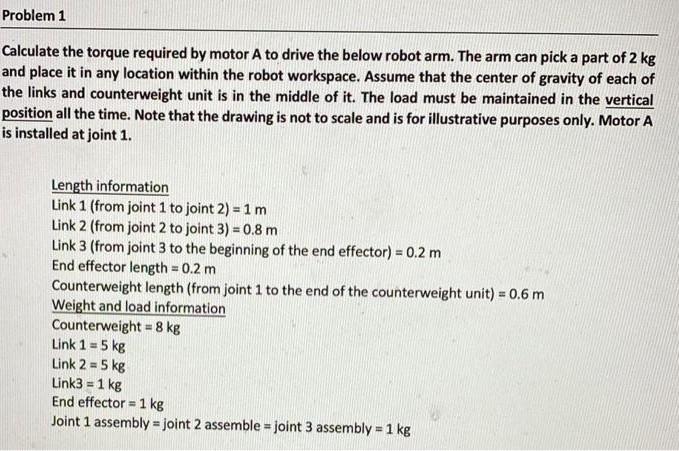 Solved Problem 1 Calculate the torque required by motor A to | Chegg.com