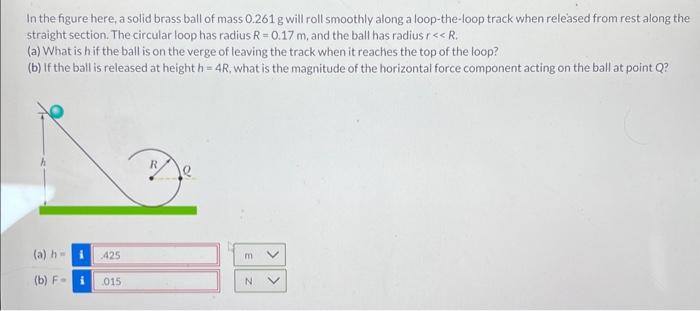 Solved In the figure here, a solid brass ball of mass 0.261 | Chegg.com