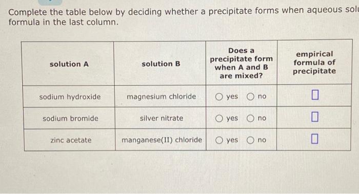 Solved Complete the table below by deciding whether a | Chegg.com