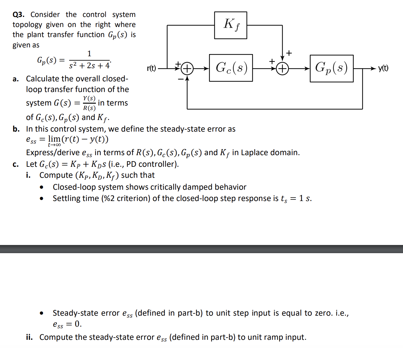 Q3. ﻿Consider the control systemtopology given on the | Chegg.com
