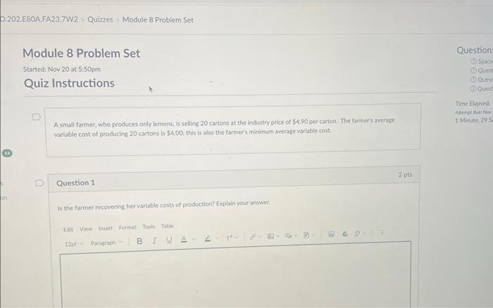 Solved A small farmer, who produces only lemons, is selling | Chegg.com