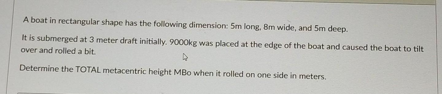Solved A boat in rectangular shape has the following | Chegg.com