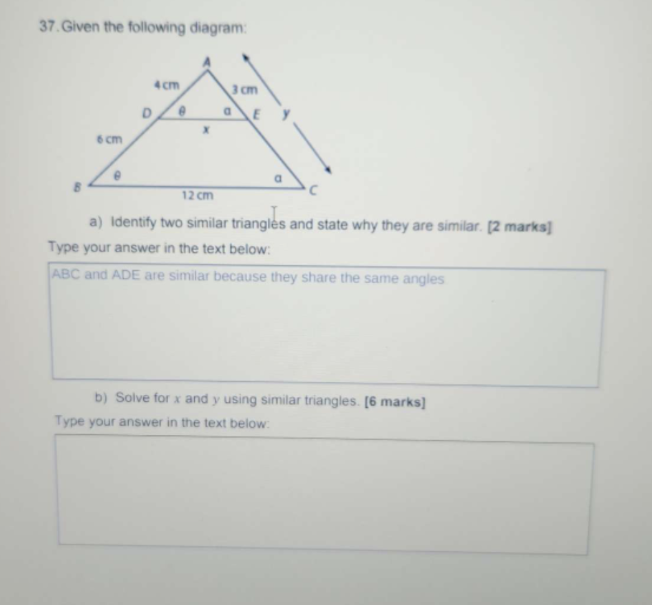 Solved Solve BGiven the following diagram:b) ﻿Solve for x | Chegg.com