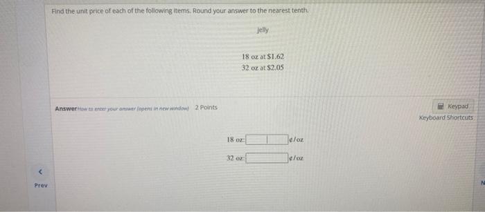 Solved Find the unit price of each of the following items. | Chegg.com