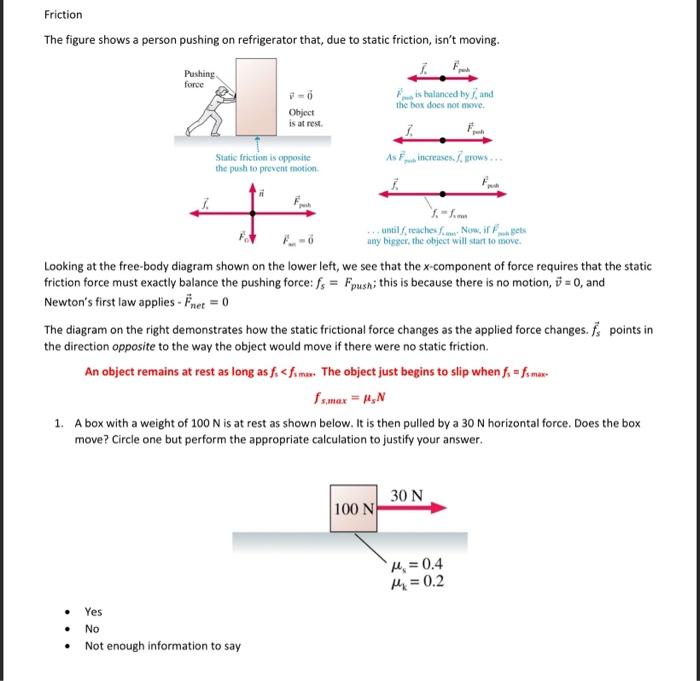 Solved The figure shows a person pushing on refrigerator | Chegg.com