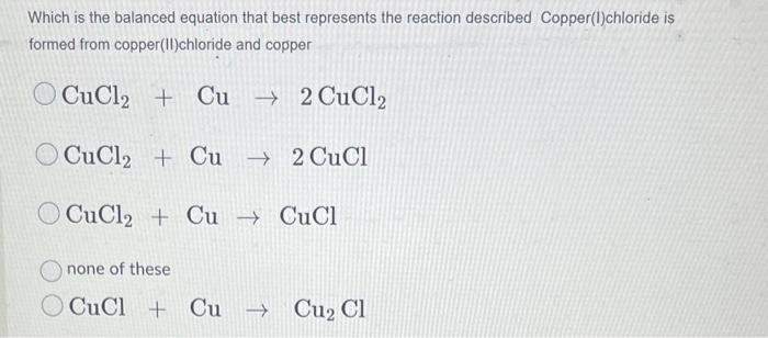 Solved Which is the balanced equation that best represents | Chegg.com