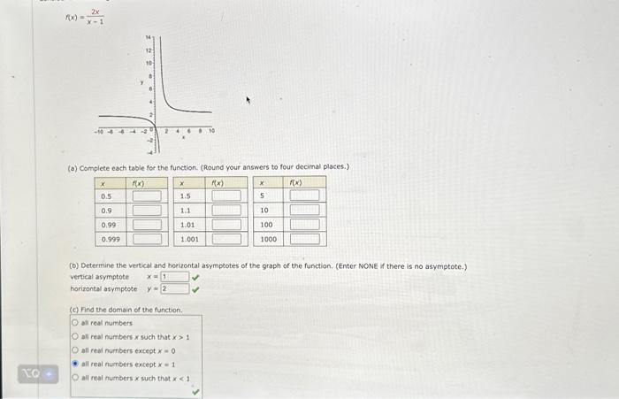 Solved f(x)=x−12x (a) Complete each table for the function. | Chegg.com