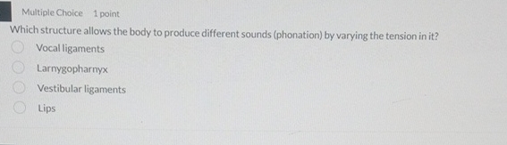 Solved Multiple Choice1 ﻿pointWhich structure allows the | Chegg.com