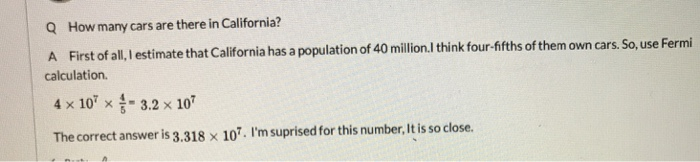 Solved (Graded Discussion] Fermi Calculation Problems At In | Chegg.com