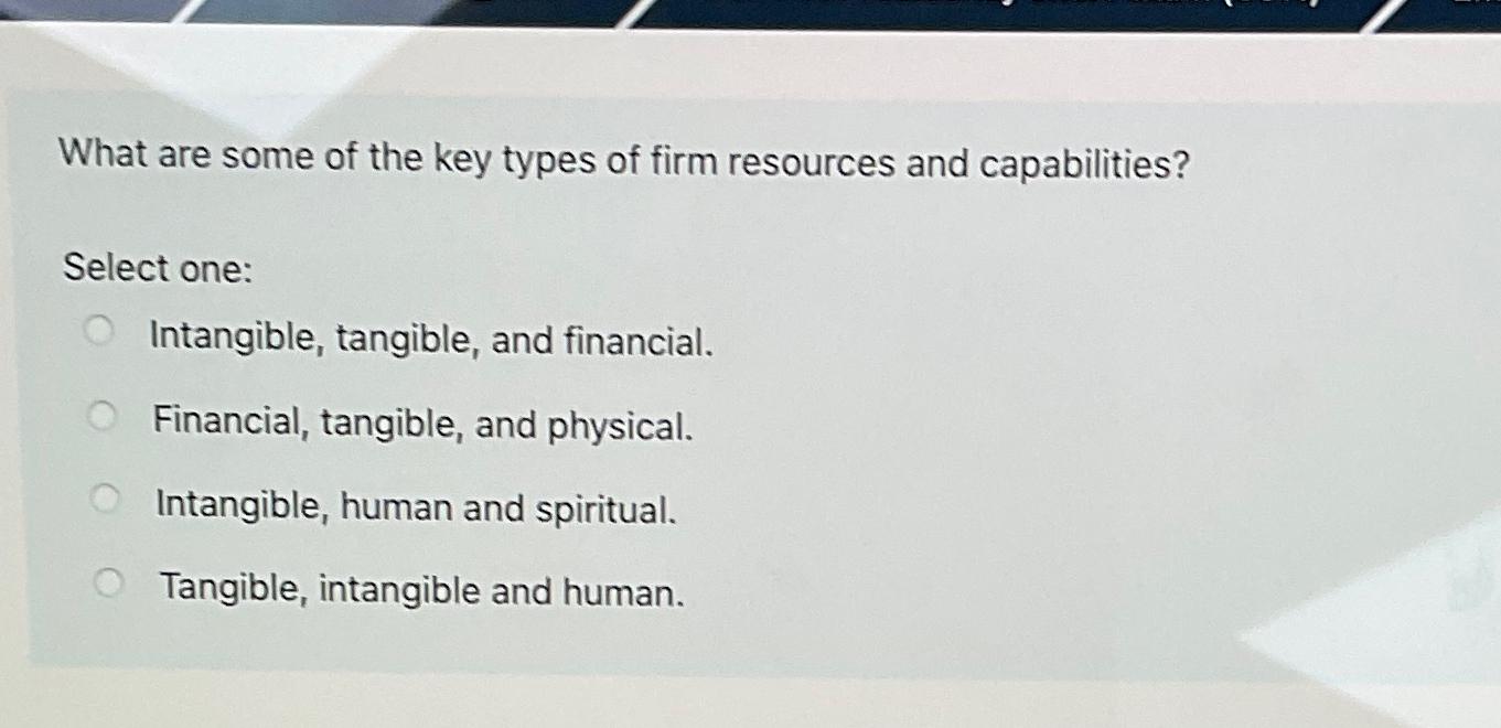 Solved What are some of the key types of firm resources and | Chegg.com