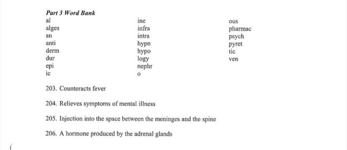 Solved using the words from the word bank, answer the | Chegg.com