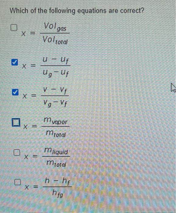 Solved Which of the following equations are correct? Volgas | Chegg.com