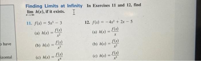 Solved Finding Limits at Infinity In Exercises 11 and 12, | Chegg.com