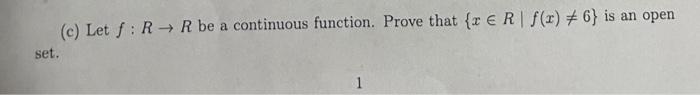 Solved (c) Let \\( f: R \\rightarrow R \\) be a continuous | Chegg.com