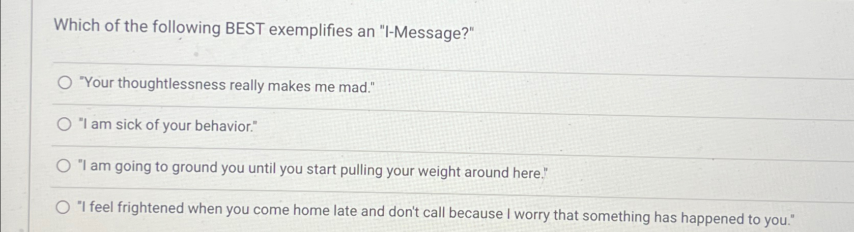 Solved Which of the following BEST exemplifies an | Chegg.com