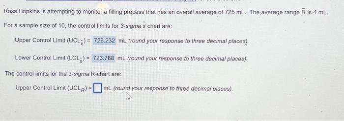 Solved i need the answer to the upper control limit and | Chegg.com