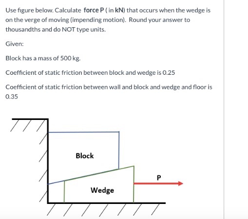 Solved Use figure below. Calculate the static friction | Chegg.com