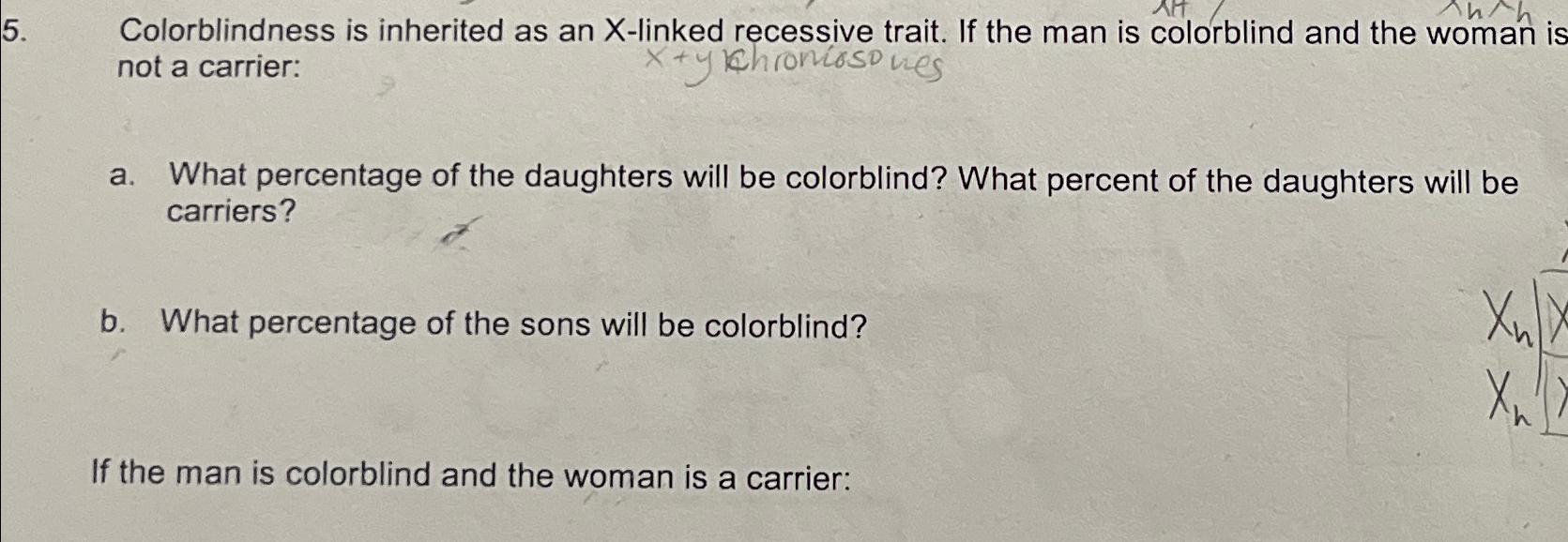Solved Colorblindness is inherited as an X-linked recessive | Chegg.com